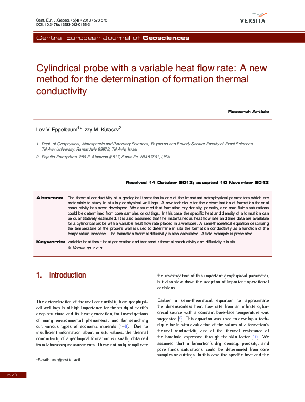 (PDF) Cylindrical probe with a variable heat flow rate: A new method ...