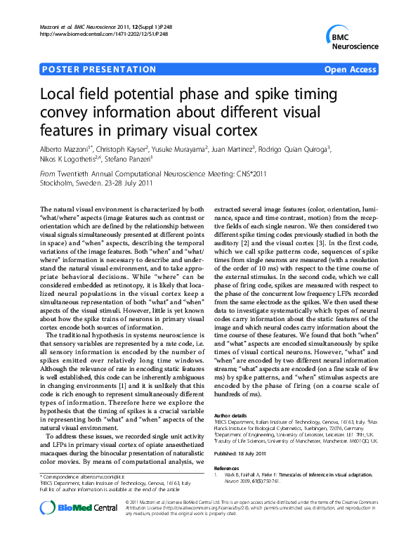 Local field potential phase and spike timing convey information about ...