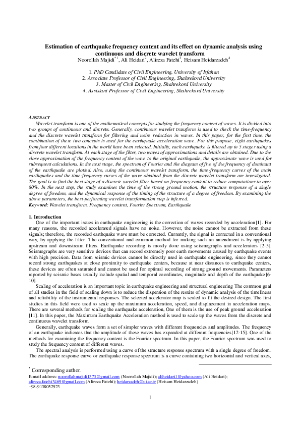 (PDF) Estimation of earthquake frequency content and its effect on dynamic analysis using ...