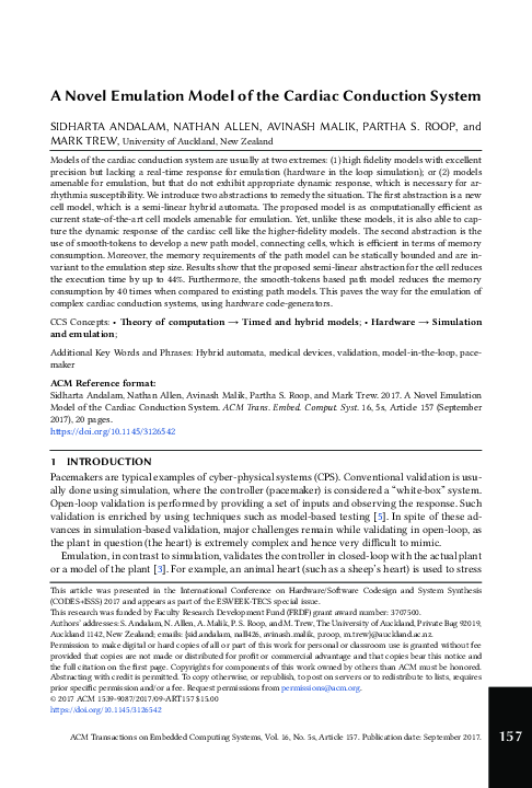 (PDF) A Novel Emulation Model of the Cardiac Conduction System
