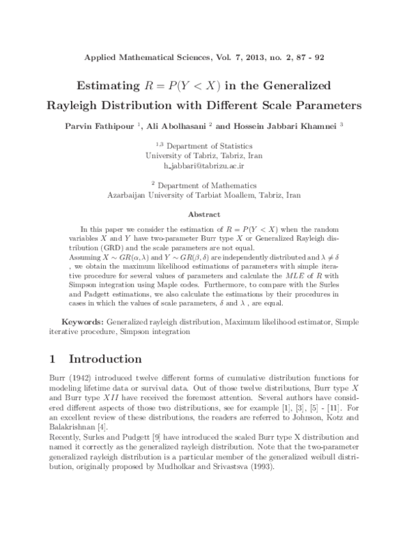 (PDF) Estimating R=P(Y
