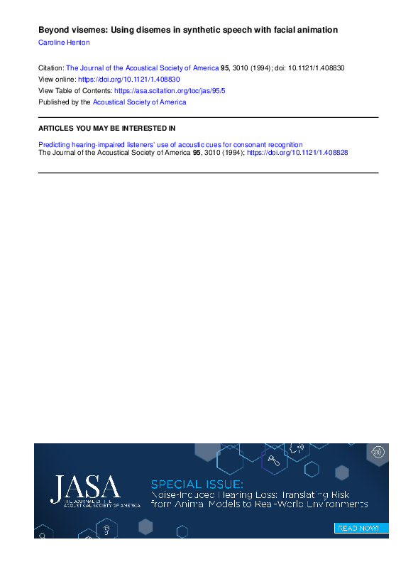 (PDF) Beyond visemes: Using disemes in synthetic speech with facial ...