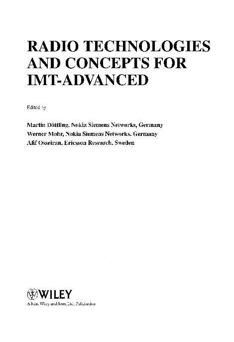 (PDF) Radio Technologies and Concepts for IMT‐Advanced