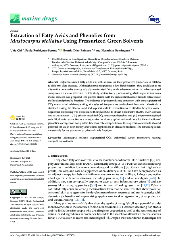 (PDF) Extraction of Fatty Acids and Phenolics from Mastocarpus ...