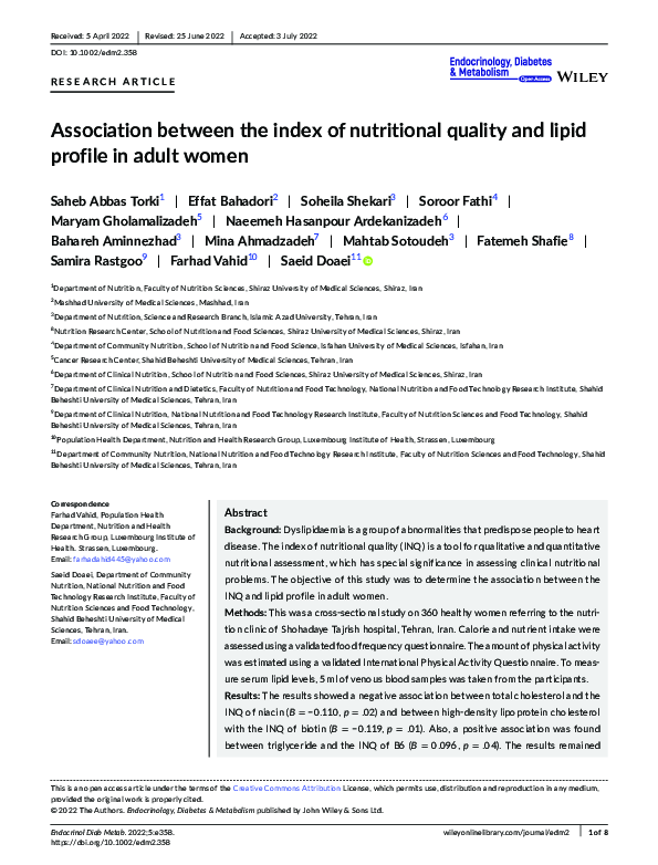 (PDF) Association between the index of nutritional quality and lipid ...