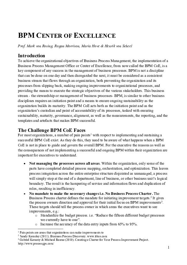 (PDF) BPM Center of Excellence