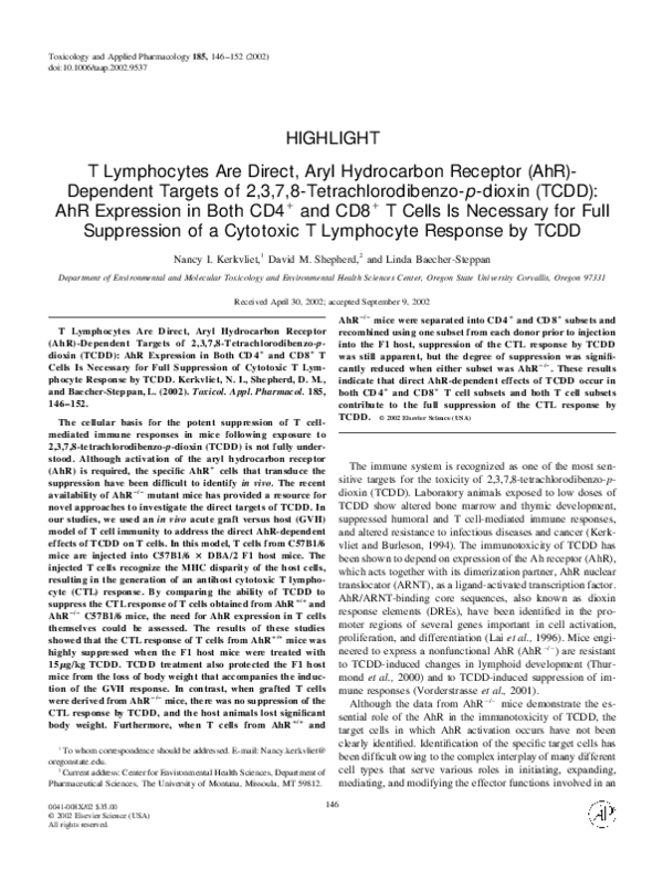 (PDF) T Lymphocytes Are Direct, Aryl Hydrocarbon Receptor (AhR ...