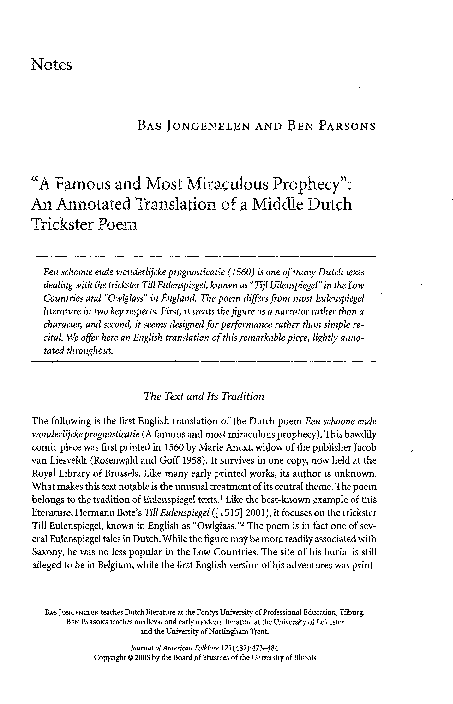 (PDF) A Famous and Most Miraculous Prophecy": An Annotated Translation ...