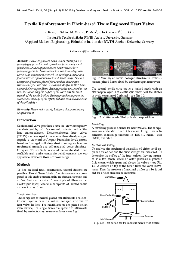 (PDF) Textile Reinforcement in Fibrin-based Tissue Engineerd Heart ...