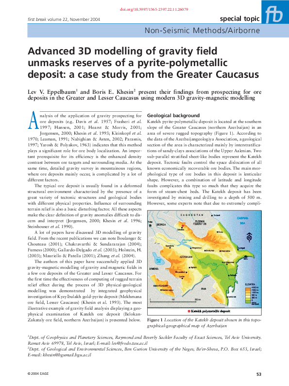 (PDF) Advanced 3D modelling of gravity field unmasks reserves of a pyrite-polymetallic deposit ...