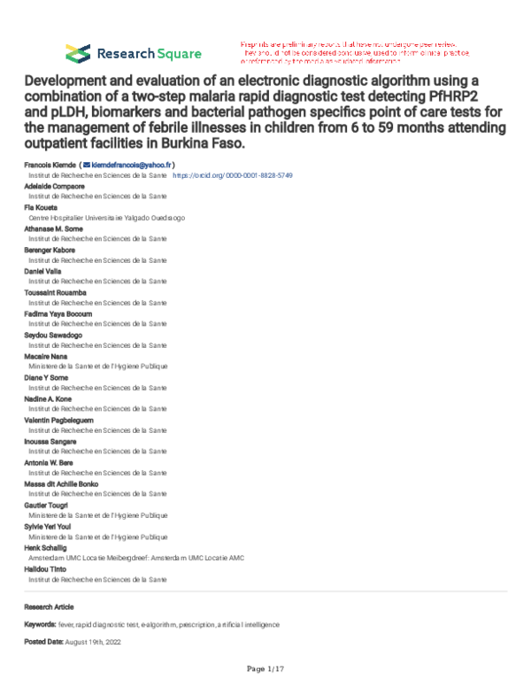 (PDF) Development and evaluation of an electronic diagnostic algorithm ...