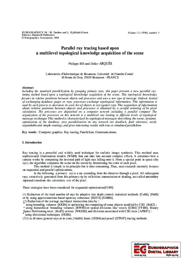 (PDF) Parallel ray tracing based upon a multilevel topological knowledge acquisition of the scene