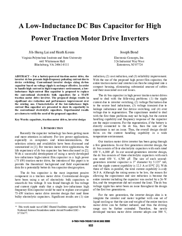 (PDF) A low-inductance DC bus capacitor for high power traction motor ...