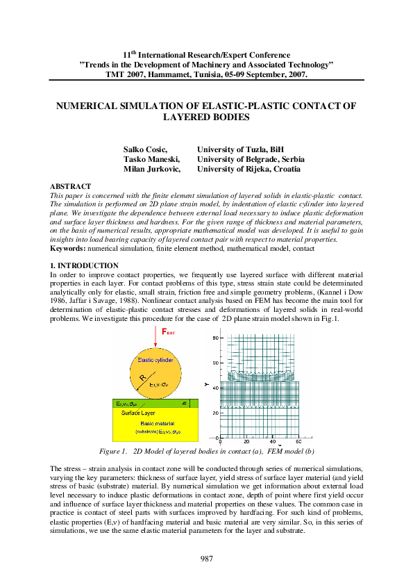 (PDF) Numerical Simulation of Elastic-Plastic Contact with Isotropic Hardening