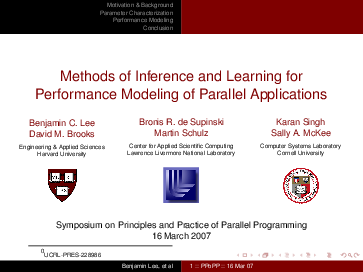 (PDF) Methods of inference and learning for performance modeling of parallel applications