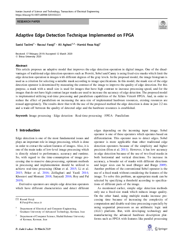 Pdf Adaptive Edge Detection Technique Implemented On Fpga