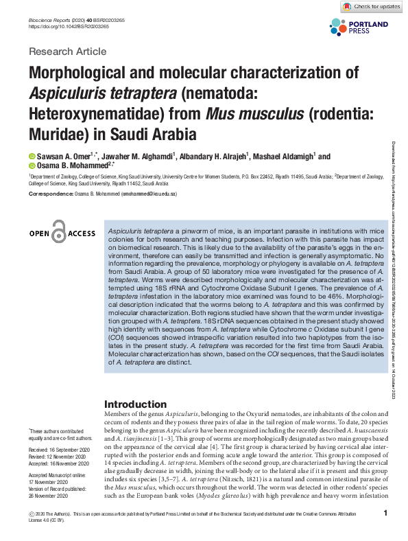 (PDF) Morphological and molecular characterization of Aspiculuris ...