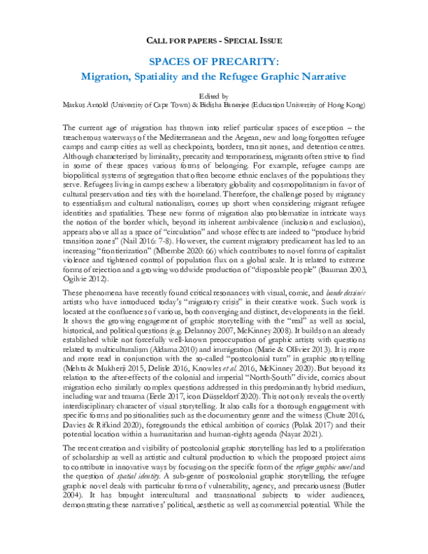 (PDF) SPACES OF PRECARITY: Migration, Spatiality and the Refugee Graphic Narrative