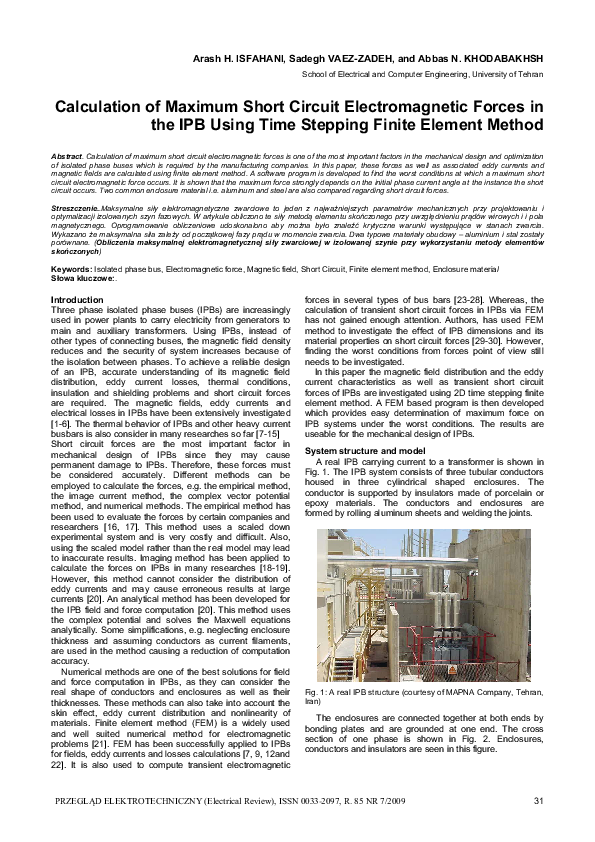 (PDF) Calculation of Maximum Short Circuit Electromagnetic Forces in the IPB Using Time Stepping ...