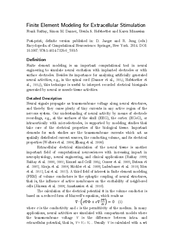 (PDF) Finite Element Modeling for Extracellular Stimulation | Frank Rattay - Academia.edu