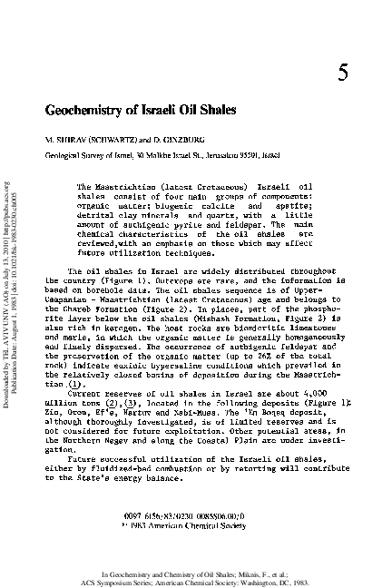 (PDF) Geochemistry of Israeli oil shales - A review