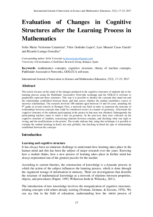 (PDF) Evaluation of Changes in Cognitive Structures after the Learning ...
