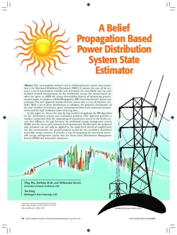 Pdf A Belief Propagation Based Power Distribution System State Estimator