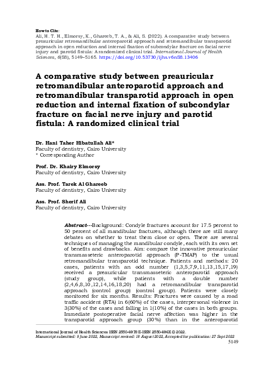 (PDF) Comparative Study Between Preauricular Retromandibular ...