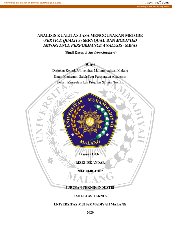 (PDF) Analisis Kualitas Jasa Menggunakan Metode (Service Quality) Servqual Dan Modified ...