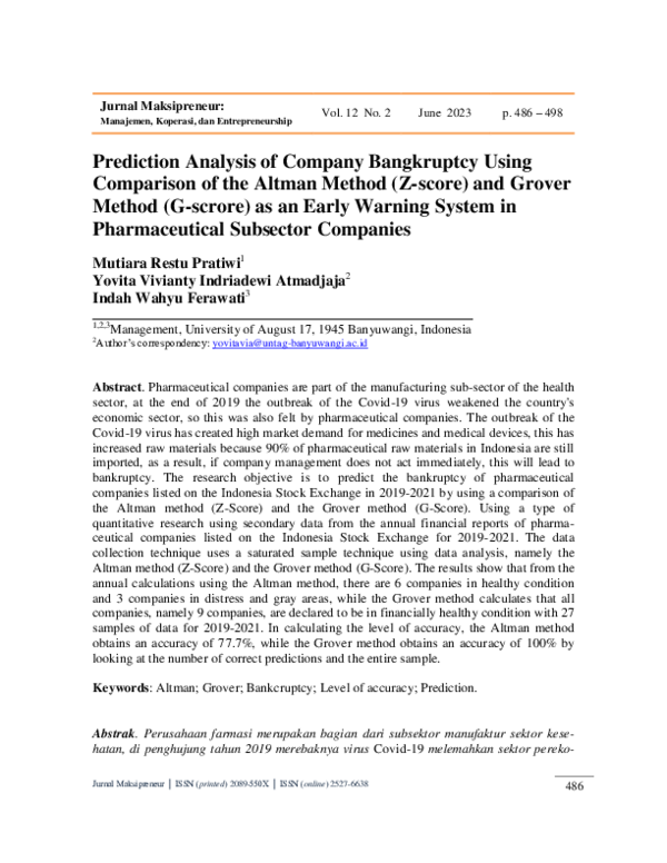 (PDF) Prediction Analysis of Company Bangkruptcy Using Comparison of ...