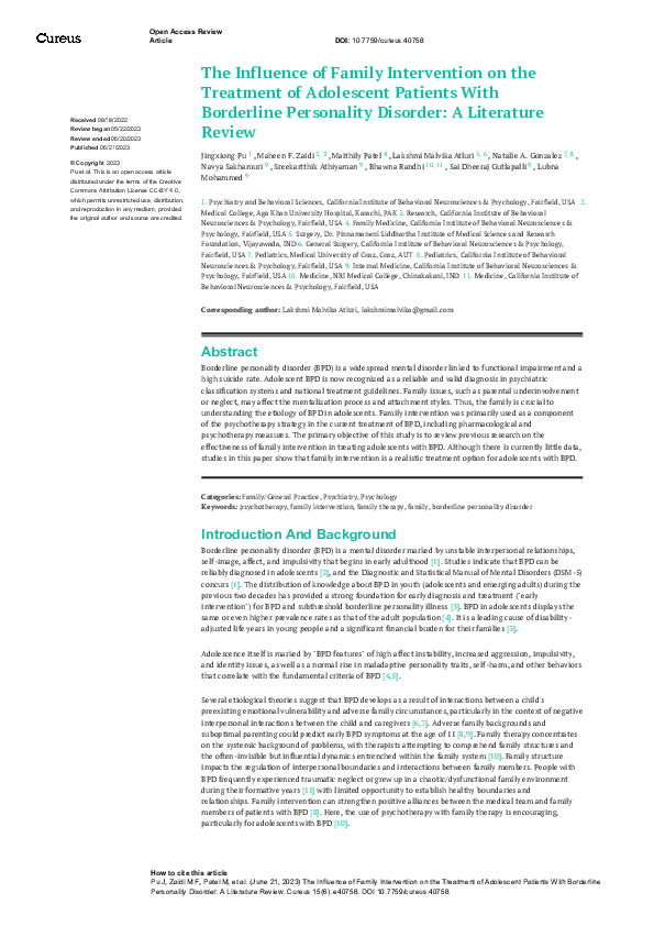 (PDF) The Influence of Family Intervention on the Treatment of ...