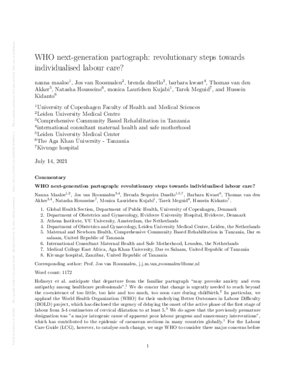 (PDF) WHO next‐generation partograph: revolutionary steps towards ...