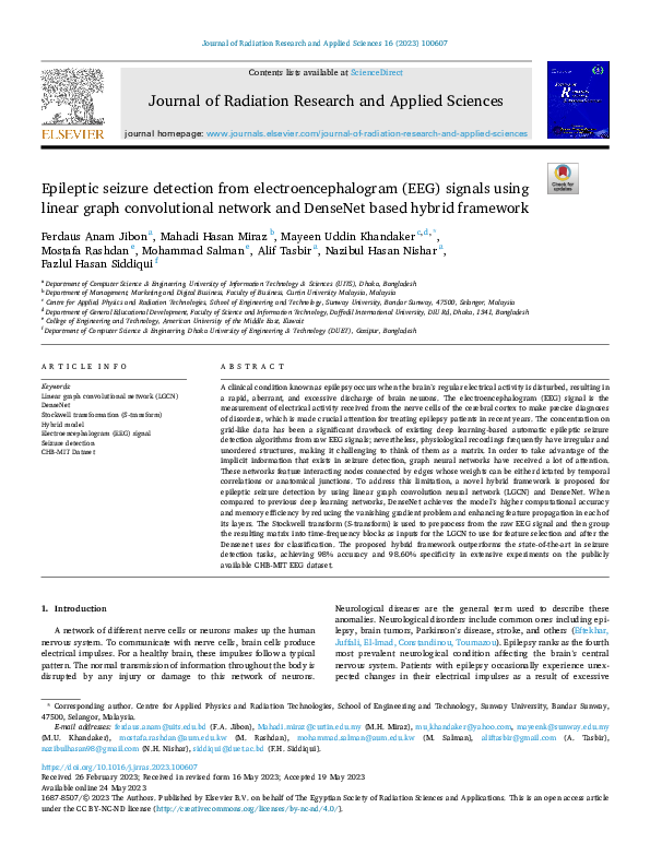 Pdf Epileptic Seizure Detection From Electroencephalogram Eeg Signals Using Linear Graph
