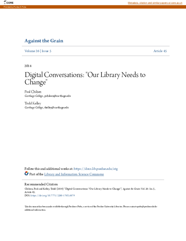(PDF) Digital Conversations: "Our Library Needs to Change