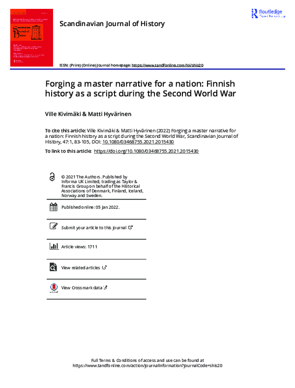 (PDF) Finnish Historians' Master Narrative During WWII