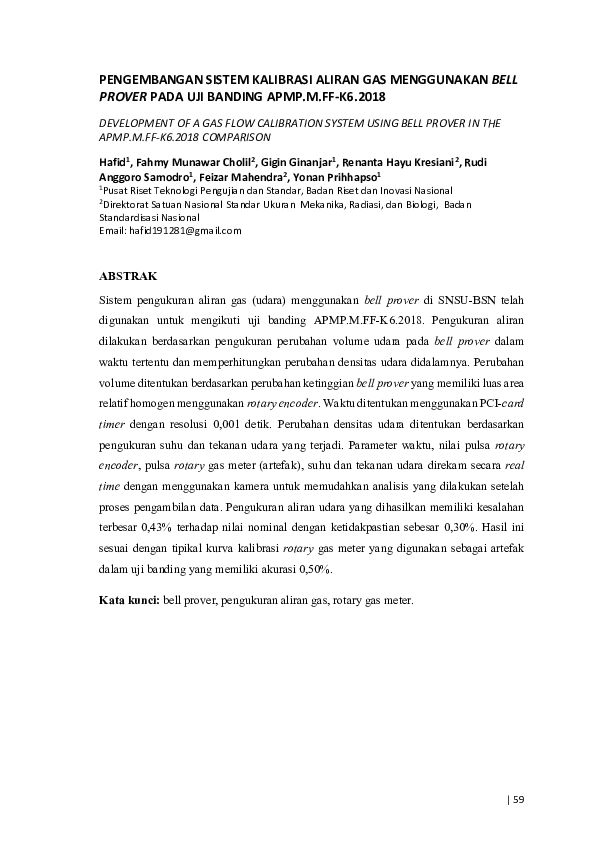 (PDF) Pengembangan Sistem Kalibrasi Aliran Gas Menggunakan Bell Prover ...