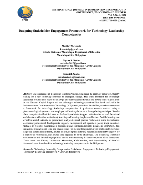 (PDF) Designing Stakeholder Engagement Framework for Technology ... (PDF) Designing Stakeholder Engagement Framework for Technology ...