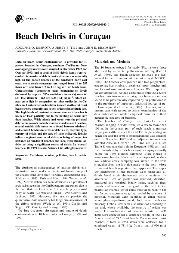 (PDF) Beach Debris in Curaçao