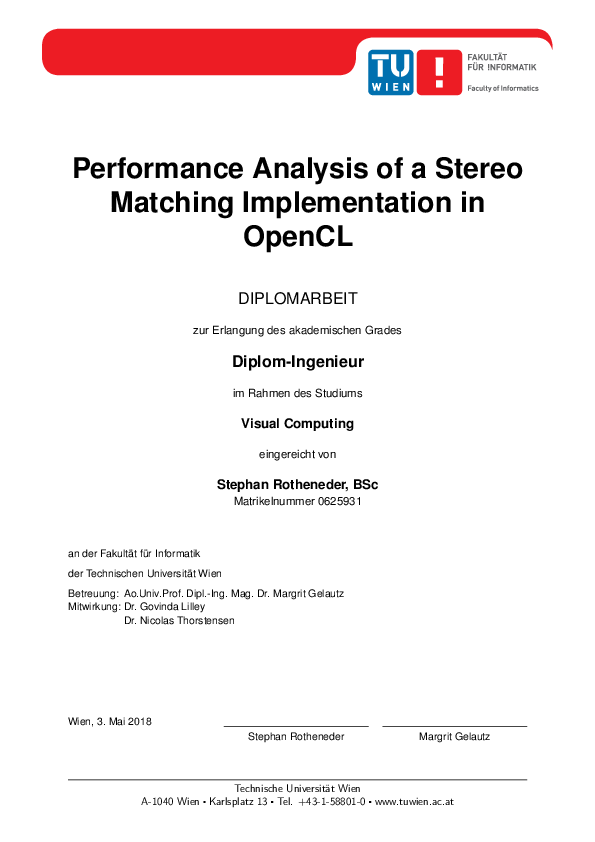 (PDF) Performance Analysis of a Stereo Matching Implementation in OpenCL