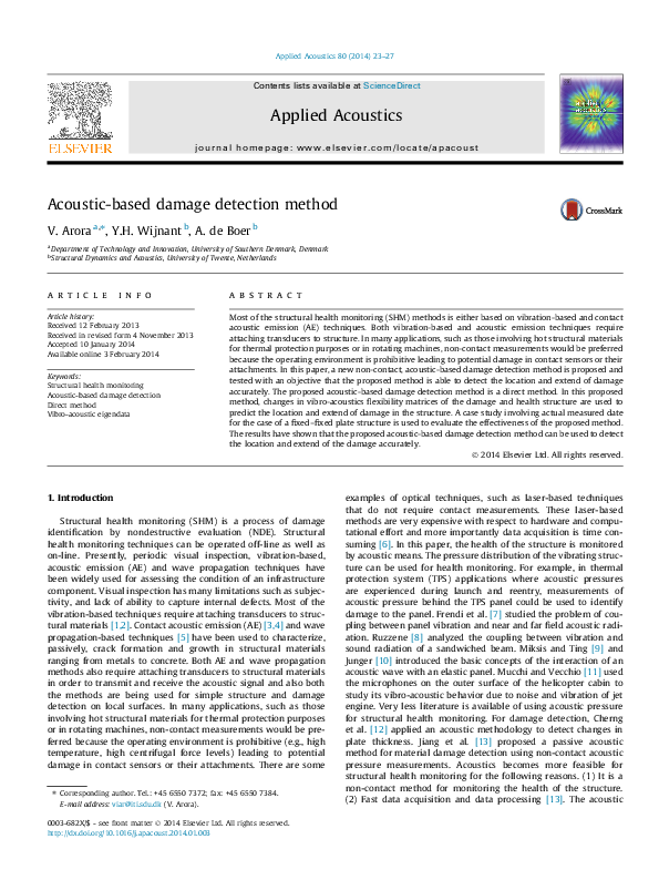 (PDF) Acoustic-based damage detection method