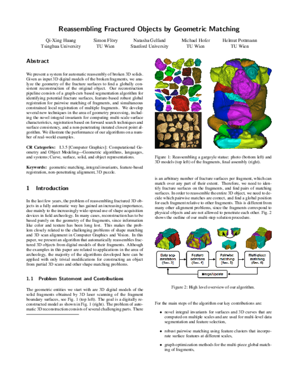 (PDF) Reassembling fractured objects by geometric matching