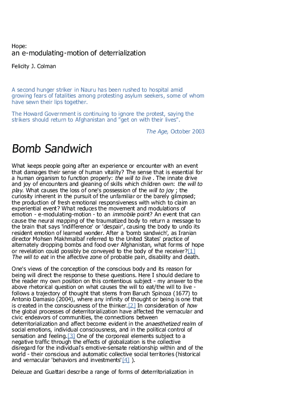 (PDF) Hope: an e-modulating motion of deterritorialization