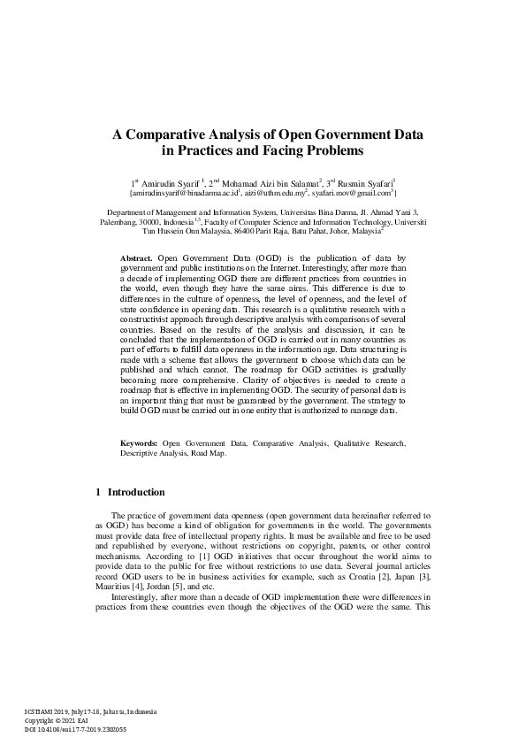 (PDF) A Comparative Analysis of Open Government Data in Practices and ...