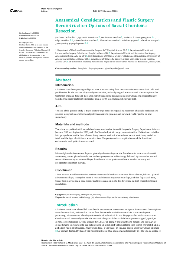 (PDF) Anatomical Considerations and Plastic Surgery Reconstruction ...