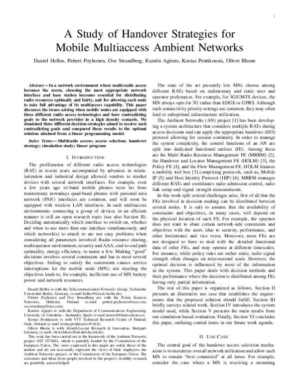 (PDF) A Study of Handover Strategies for Mobile Multiaccess Ambient ...