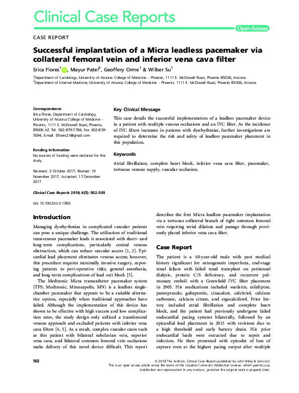 (PDF) Successful implantation of a Micra leadless pacemaker via ...