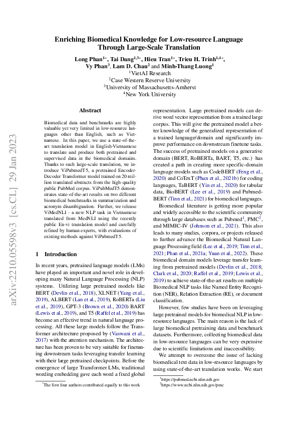 (PDF) Enriching Biomedical Knowledge for Low-resource Language Through ...