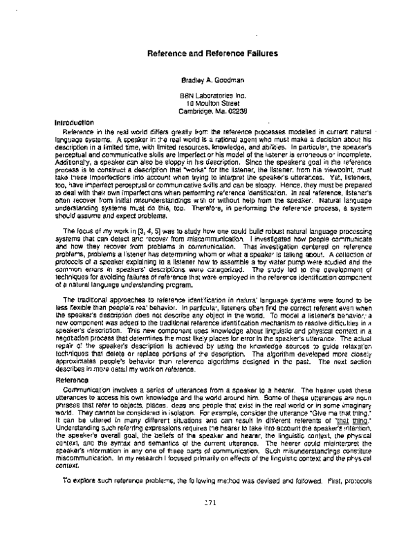 (PDF) Reference and reference failures