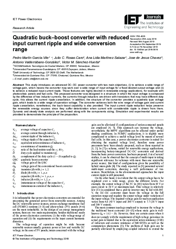 (PDF) Quadratic buck–boost converter with reduced input current ripple ...