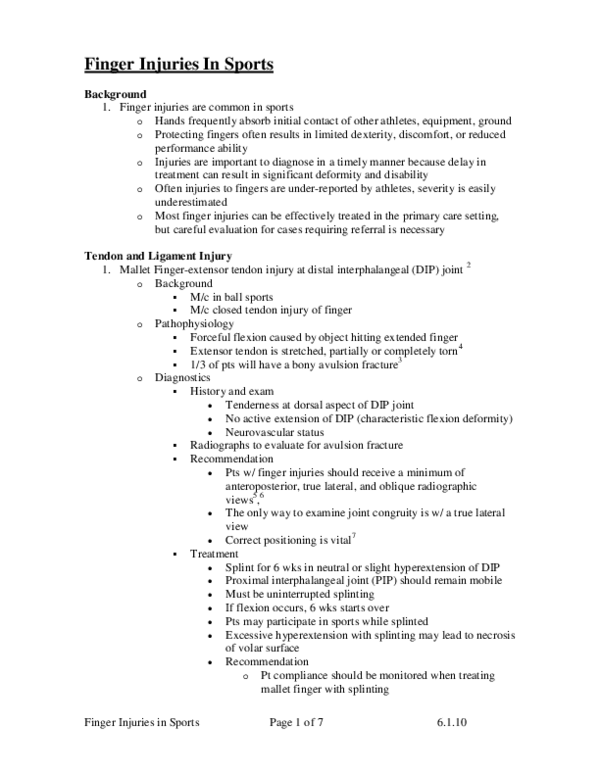 (PDF) Finger injuries in sports